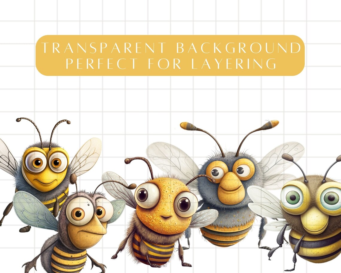 Cute Bee Clip Art Bee Graphics Set Buzzy Bee Clipart Honey Bee Clipart ...