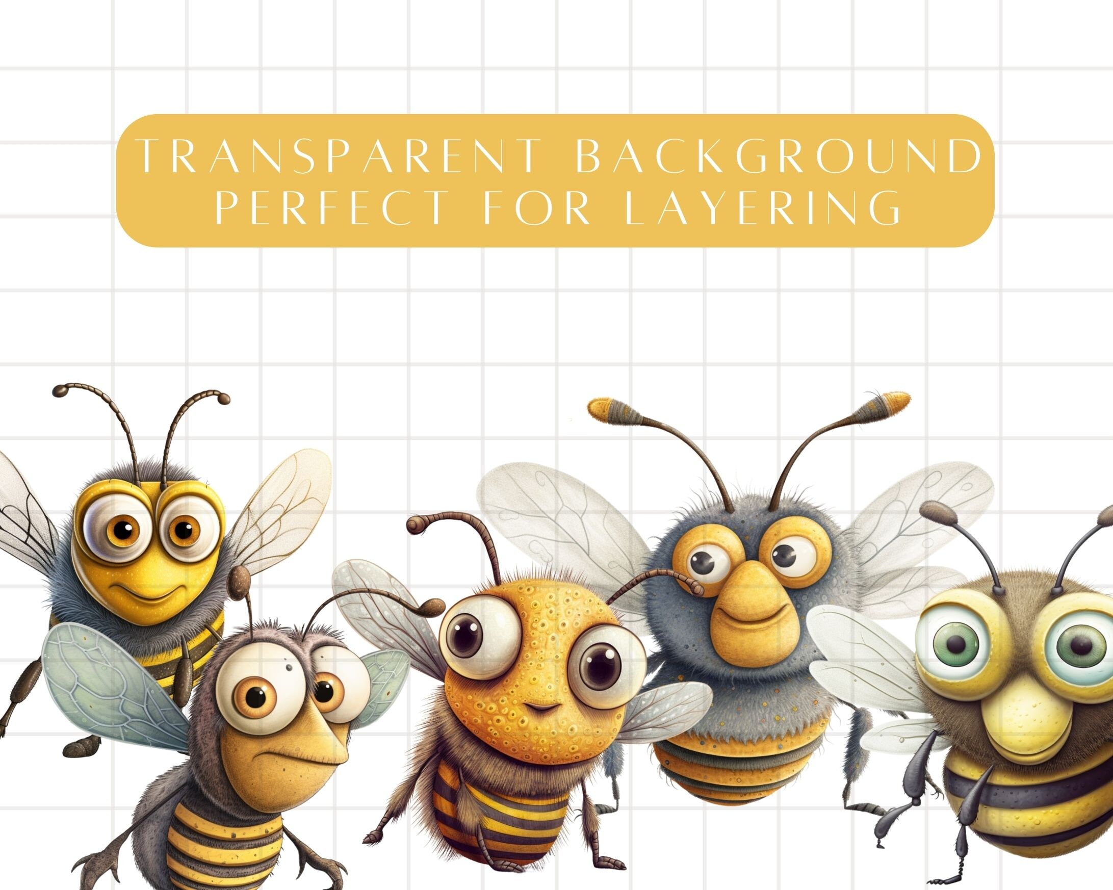 Cute Bee Clip Art Bee Graphics Set Buzzy Bee Clipart Honey Bee Clipart ...