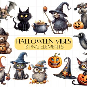 Halloween Clipart Bundle Pumpkin, Witch, Bat, Halloween Animals ...