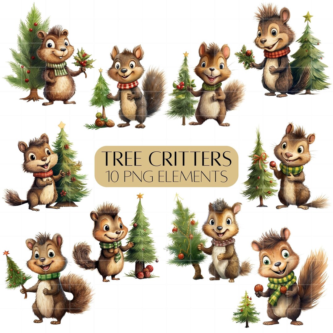 Christmas Clipart Commercial Use Cute Forest Animals With Christmas ...
