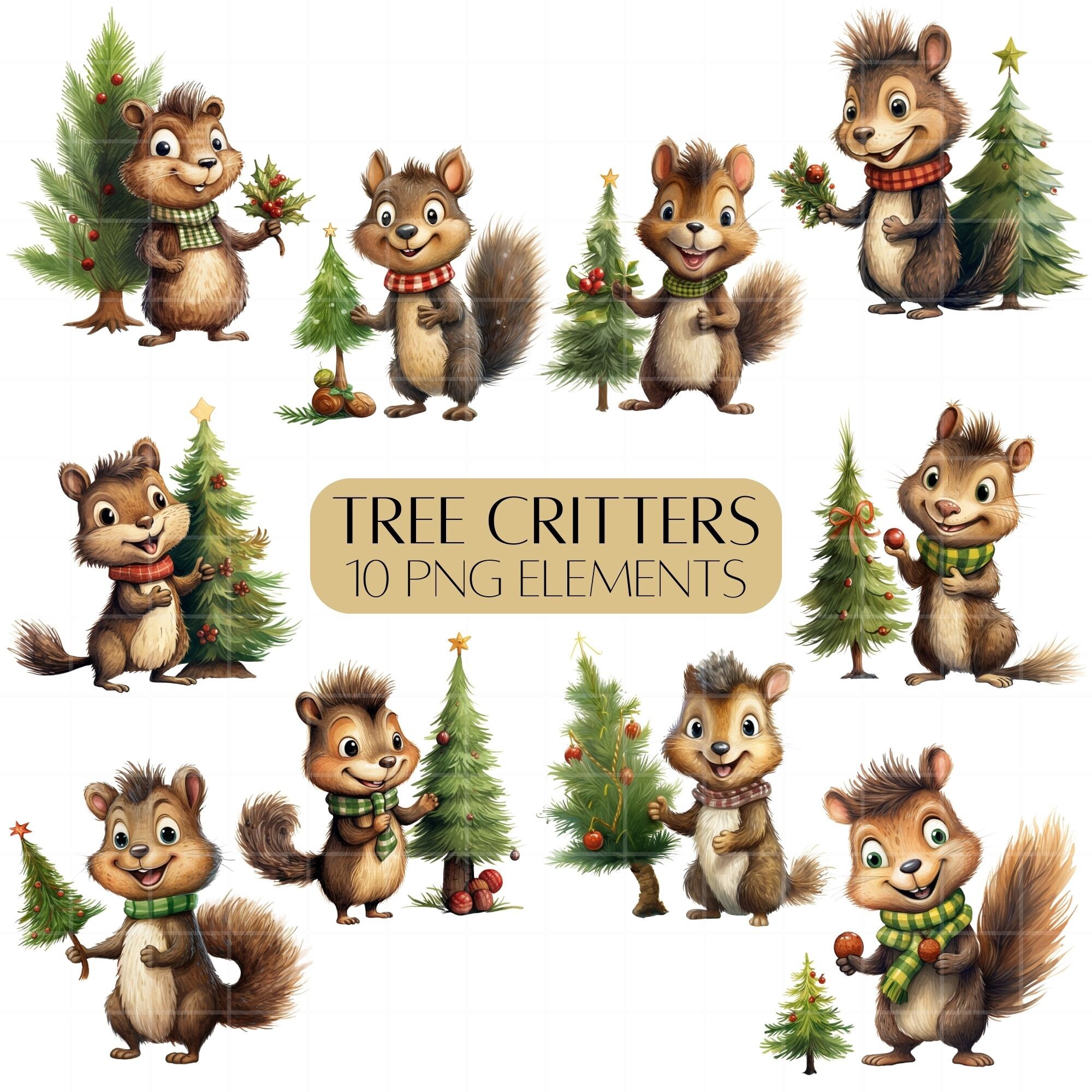 Christmas Clipart Commercial Use Cute Forest Animals With Christmas ...
