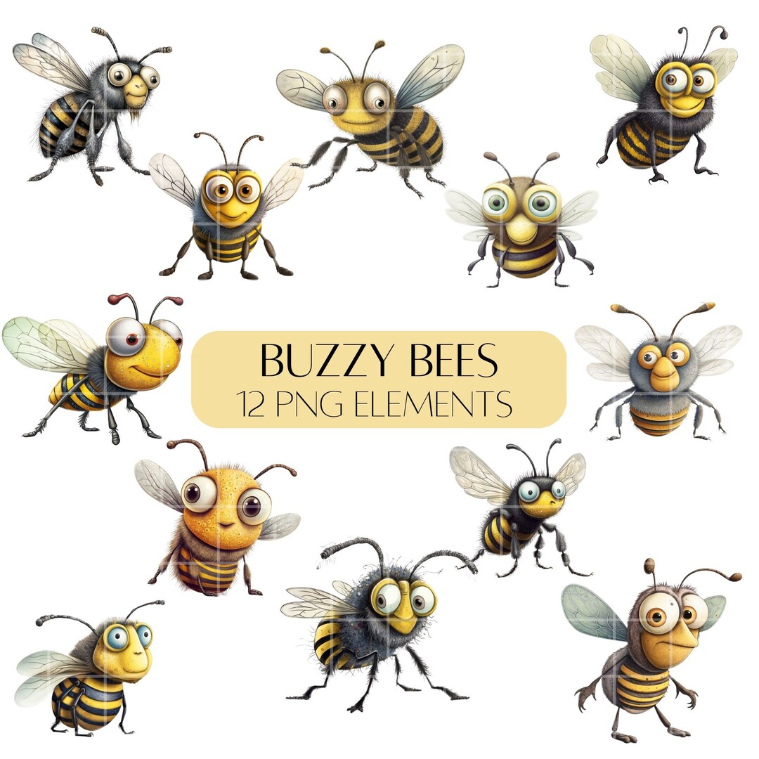 Cute Bee Clip Art Bee Graphics Set Buzzy Bee Clipart Honey Bee Clipart ...