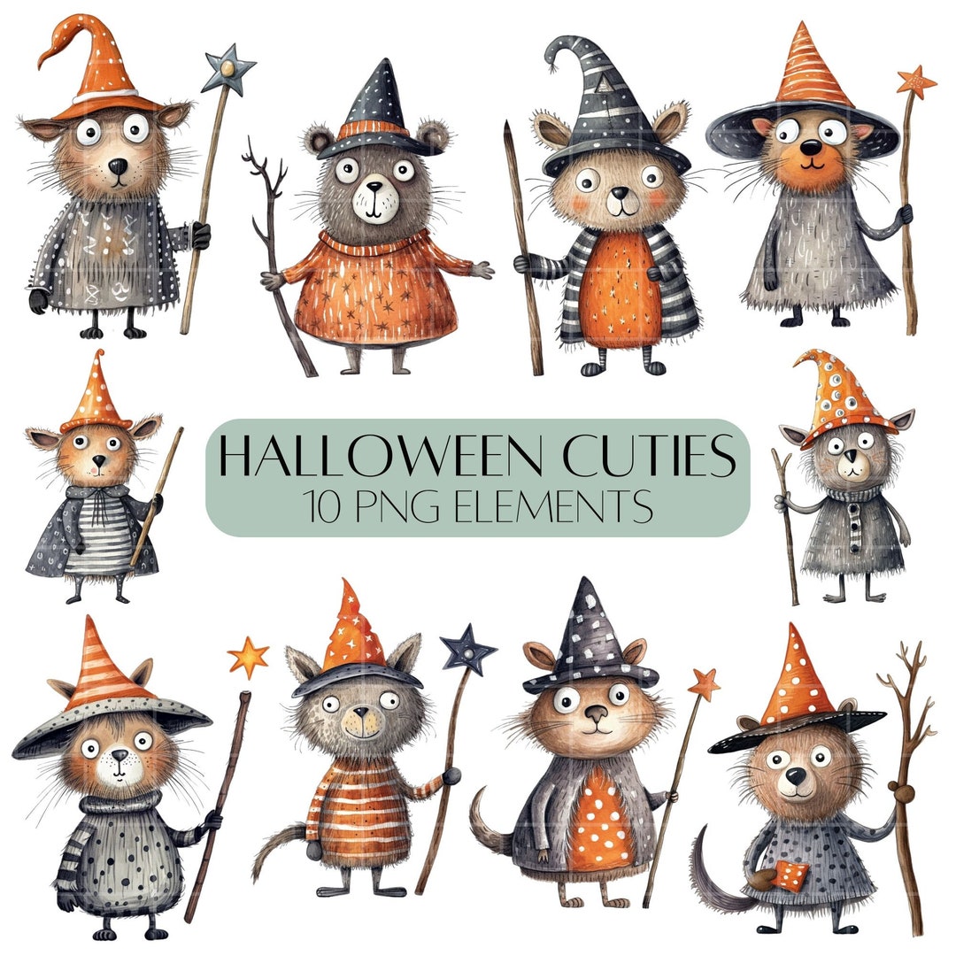 Kids Halloween Project Clipart Cute Spooky Characters for Halloween ...