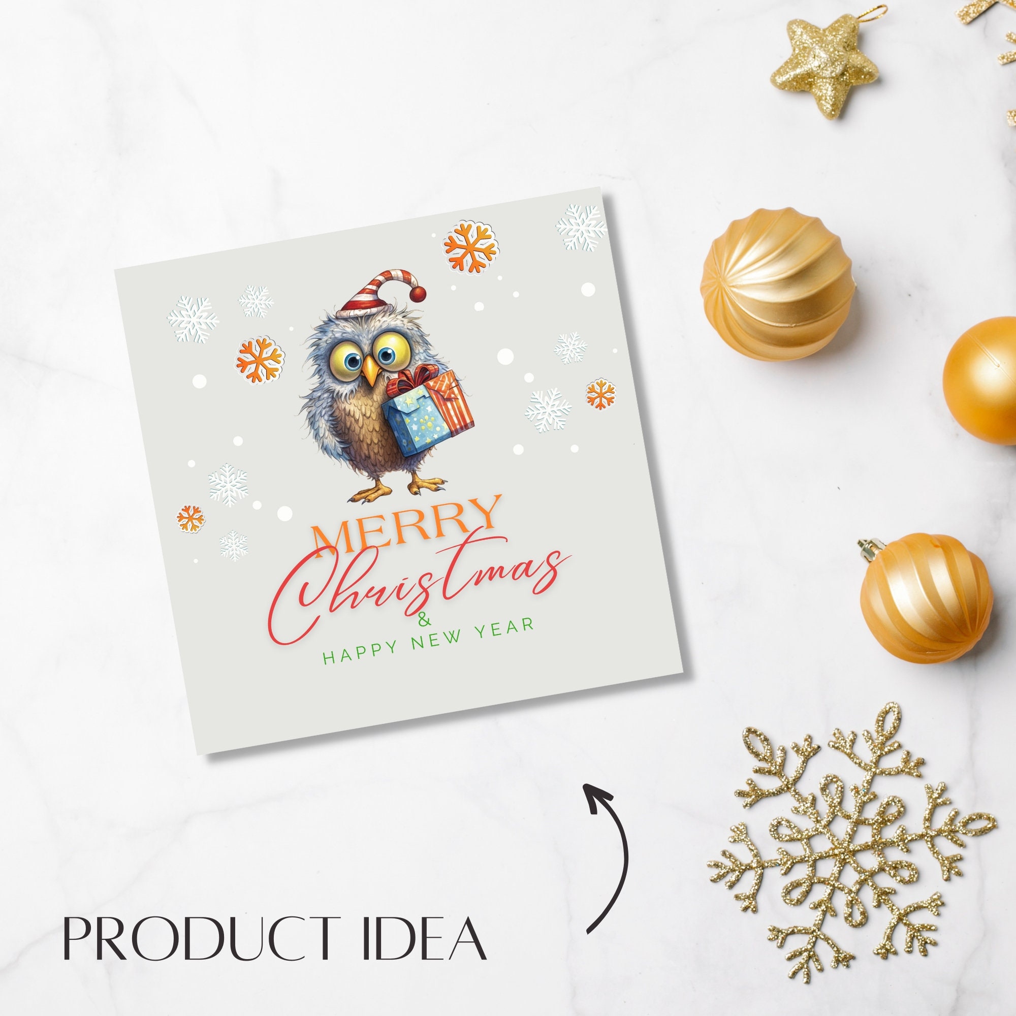 Owl Christmas Clipart Set Owls Holding Christmas Presents Commercial ...