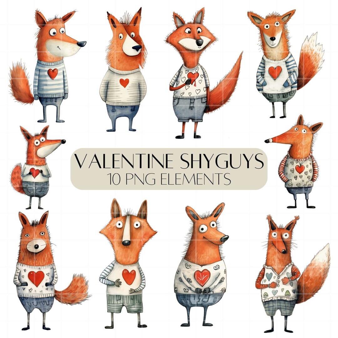 Valentines Day PNG Clipart Set Cute Woodland Creatures With Love Hearts ...