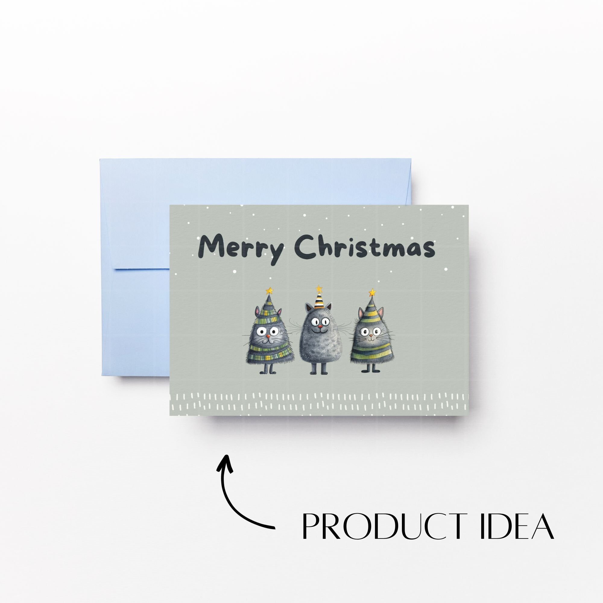Festive Cat Clipart Set Cute Illustrated Cats for Christmas Cards PNG ...