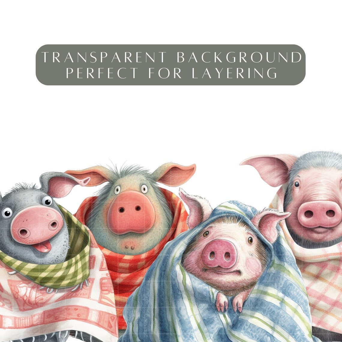 Pigs in Blankets Clipart Set, Commercial Use, 10 PNG Elements, Pig ...