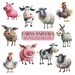 Clipart Farm Animals Pack PNG Commercial Use Clipart Pigs Cows Sheep ...