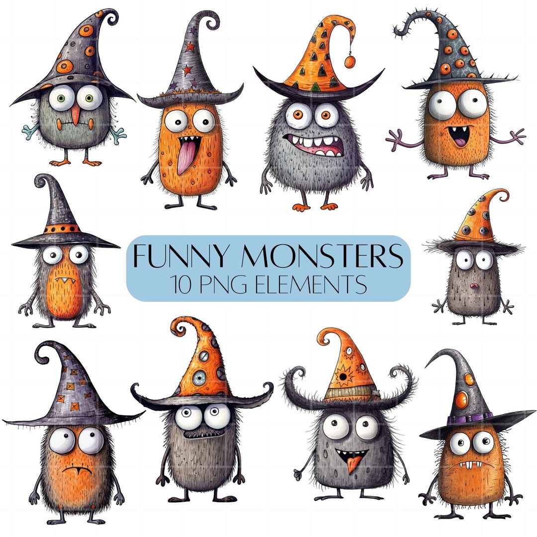 Clipart for Kids Halloween Themed Cute Monsters for Party - Etsy