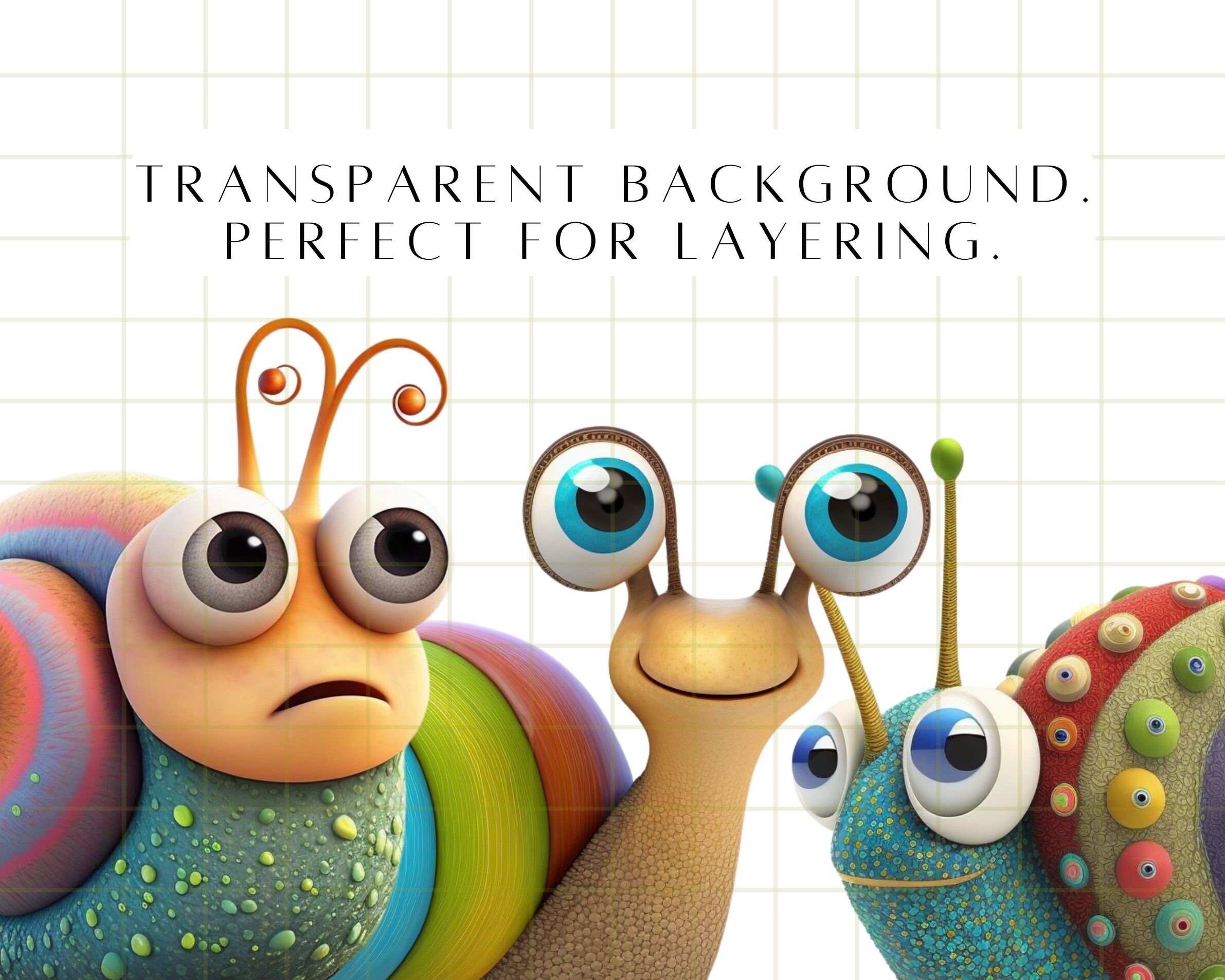 Garden Themed Clipart Cute Snails PNG Commercial Use Digital Elements ...