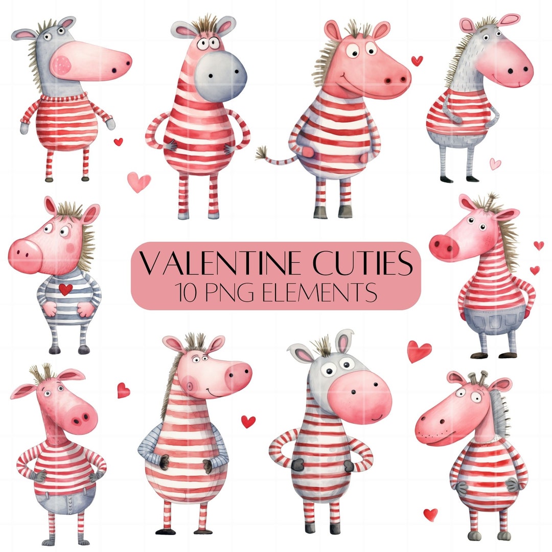 Clipart for Valentines Day Cute Illustrations With Love Hearts PNG ...