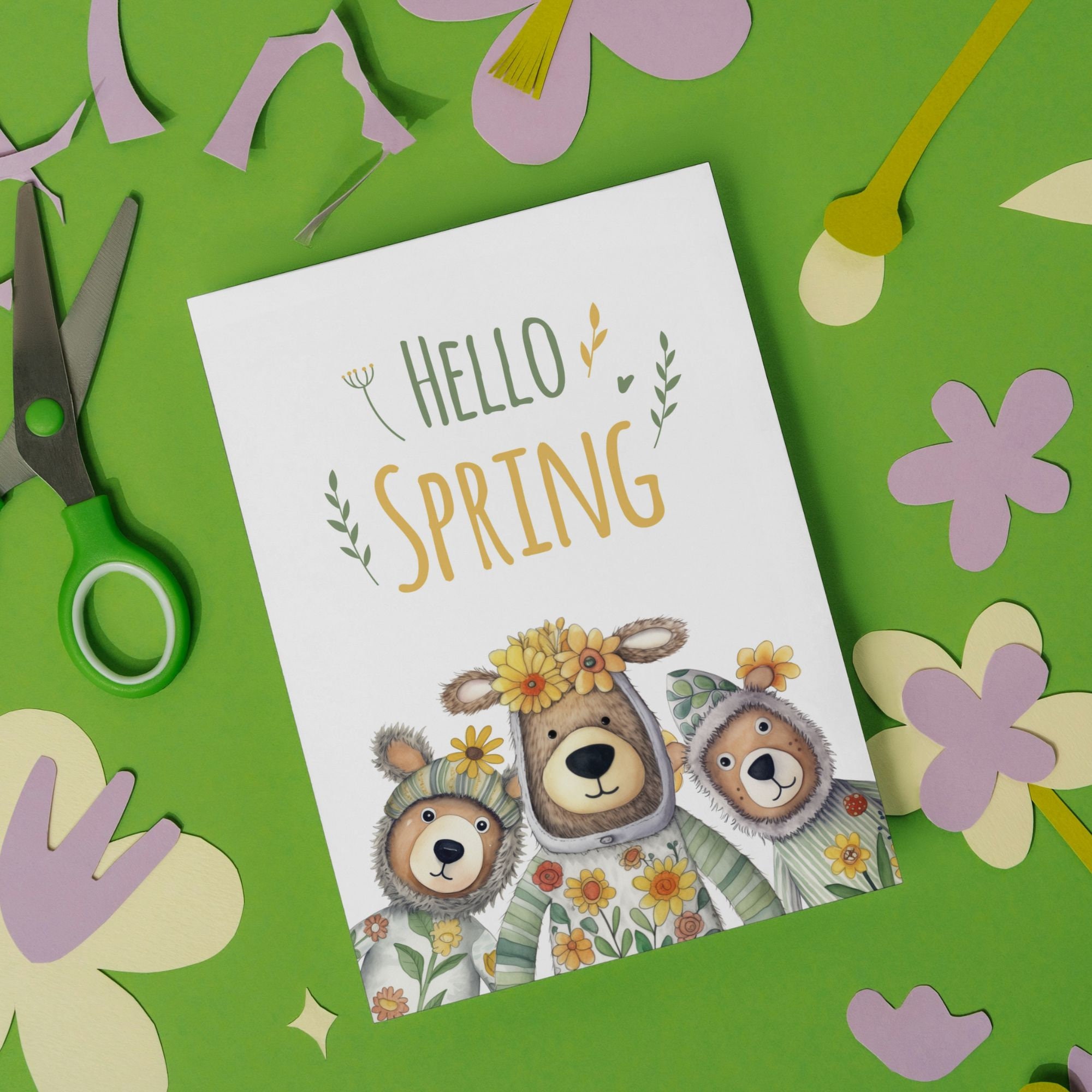 Spring Clipart Cute Bears With Flower Crowns PNG Party Invitation ...