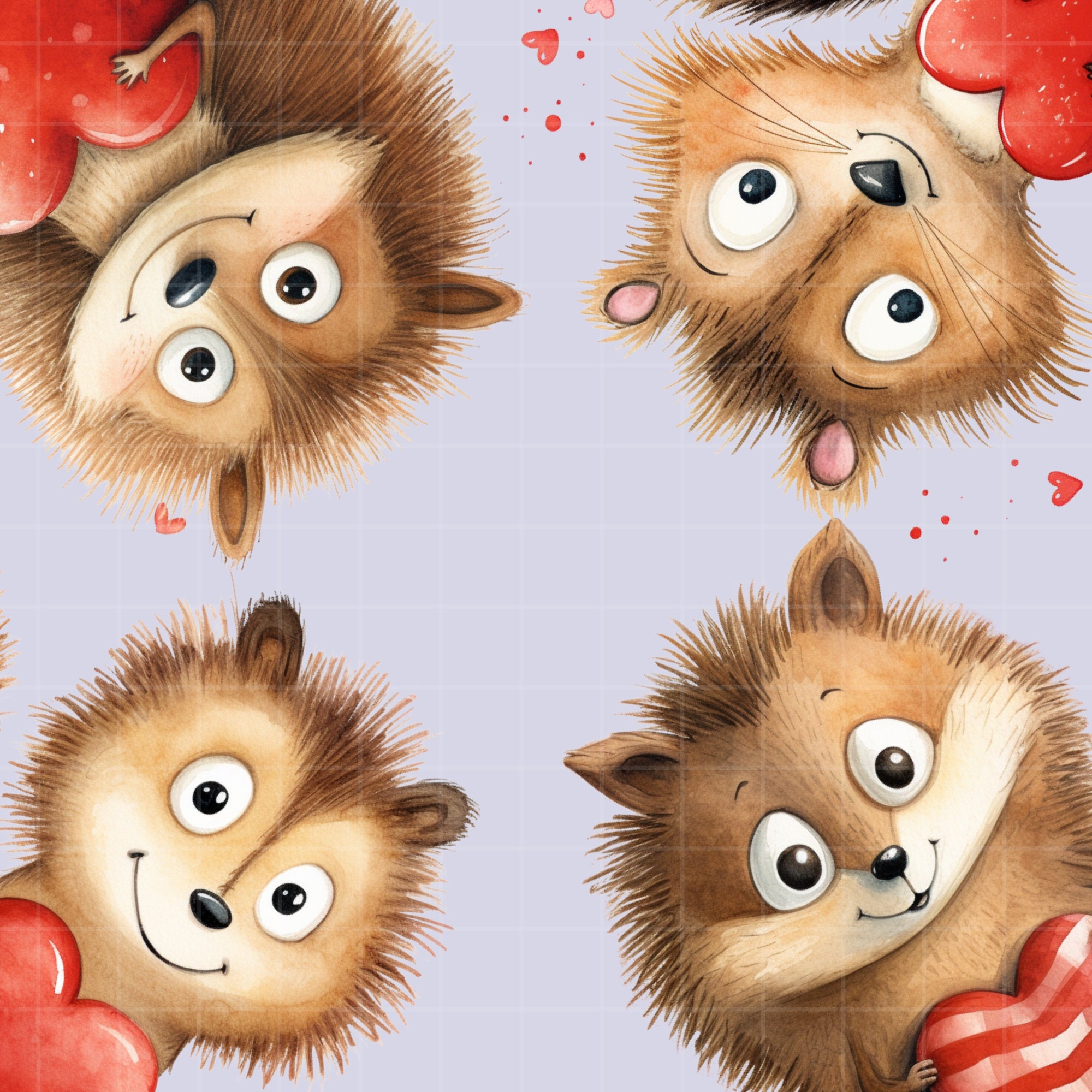 Valentine Clipart Cute Forest Animals Holding Love Hearts Clipart for ...