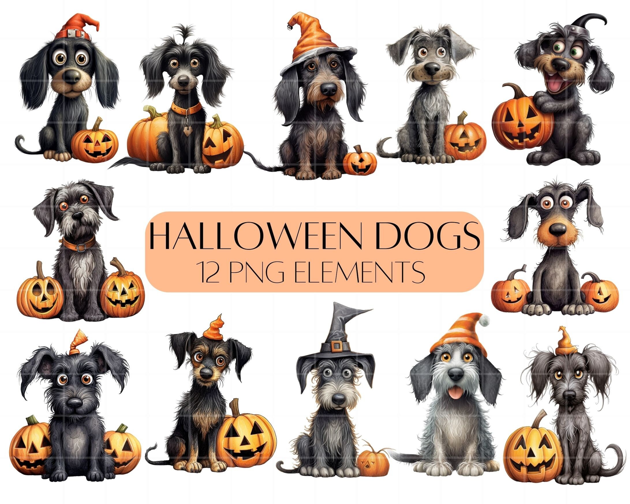 Halloween Pumpkin Clipart Set Cute Halloween Dog Clipart Halloween Dog ...