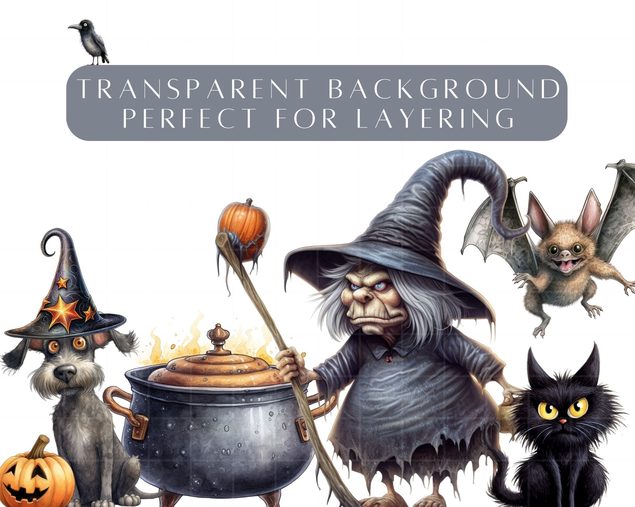 Halloween Clipart Bundle Pumpkin, Witch, Bat, Halloween Animals ...