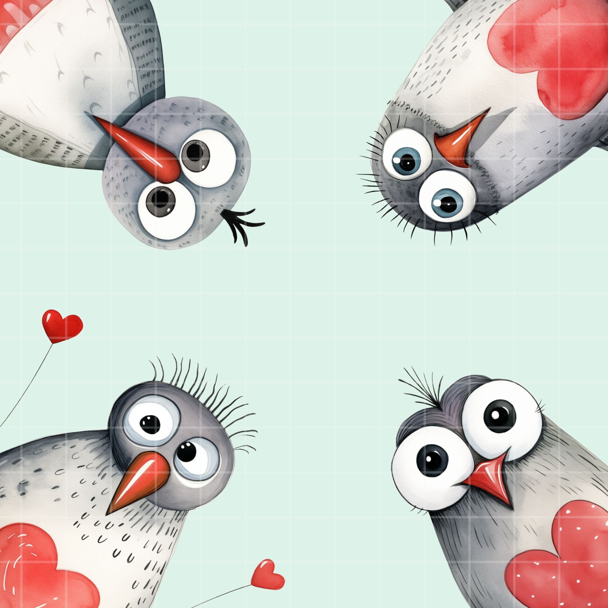 Clipart for Valentine's Day PNG Cute Birds With Love Hearts Commercial ...