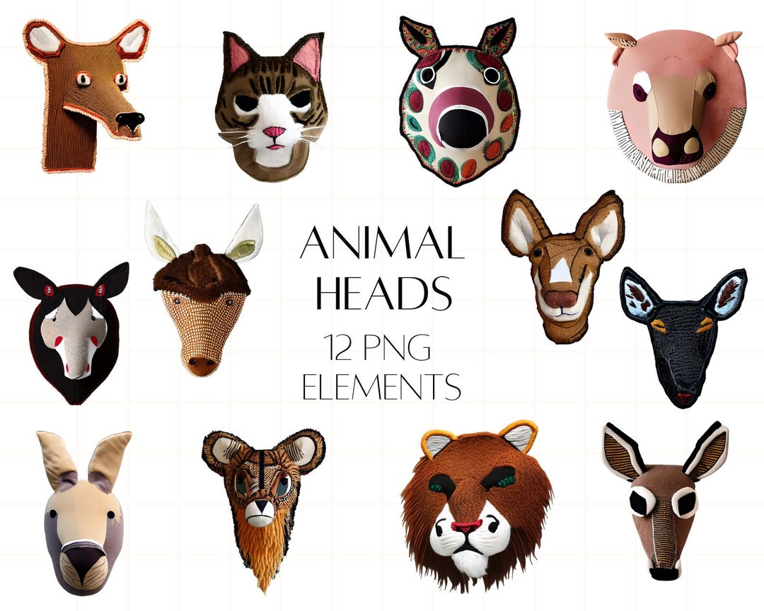 Animal Heads Clipart, Colourful Animals, Animal Clipart, Jungle Clipart ...
