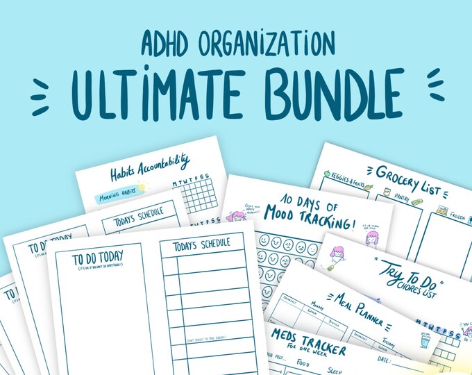 ADHD ULTIMATE Organization BUNDLE - 22 Pages - Adhd Printable - to Do ...