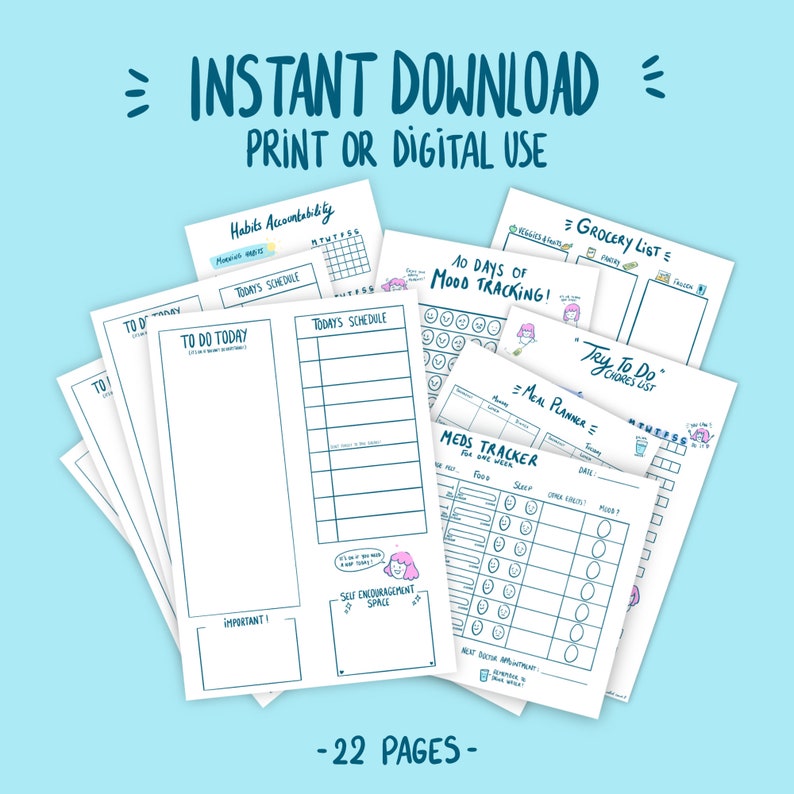 ADHD ULTIMATE Organization BUNDLE 22 Pages Adhd Printable | Etsy Sweden