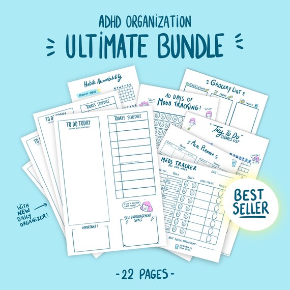 ADHD ULTIMATE Organization BUNDLE 22 Pages Adhd Printable | Etsy