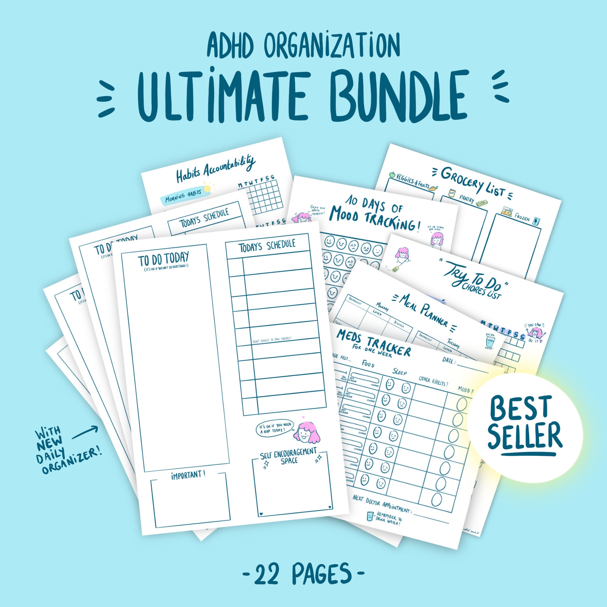 ADHD ULTIMATE Organization BUNDLE 22 Pages Adhd Printable - Etsy Sweden