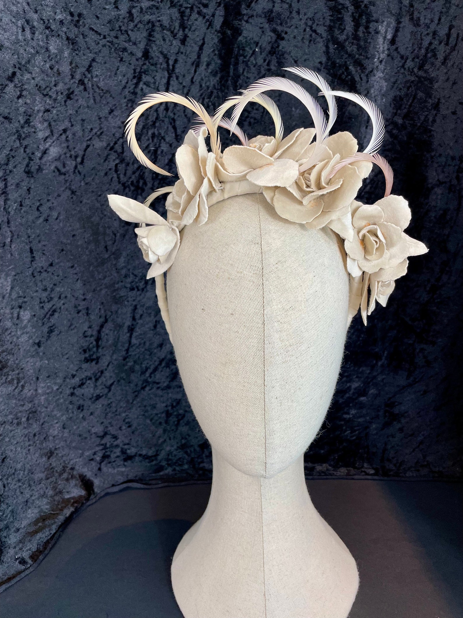 Lorelai, Beautiful Cream Velvet Flower Hairband - Etsy