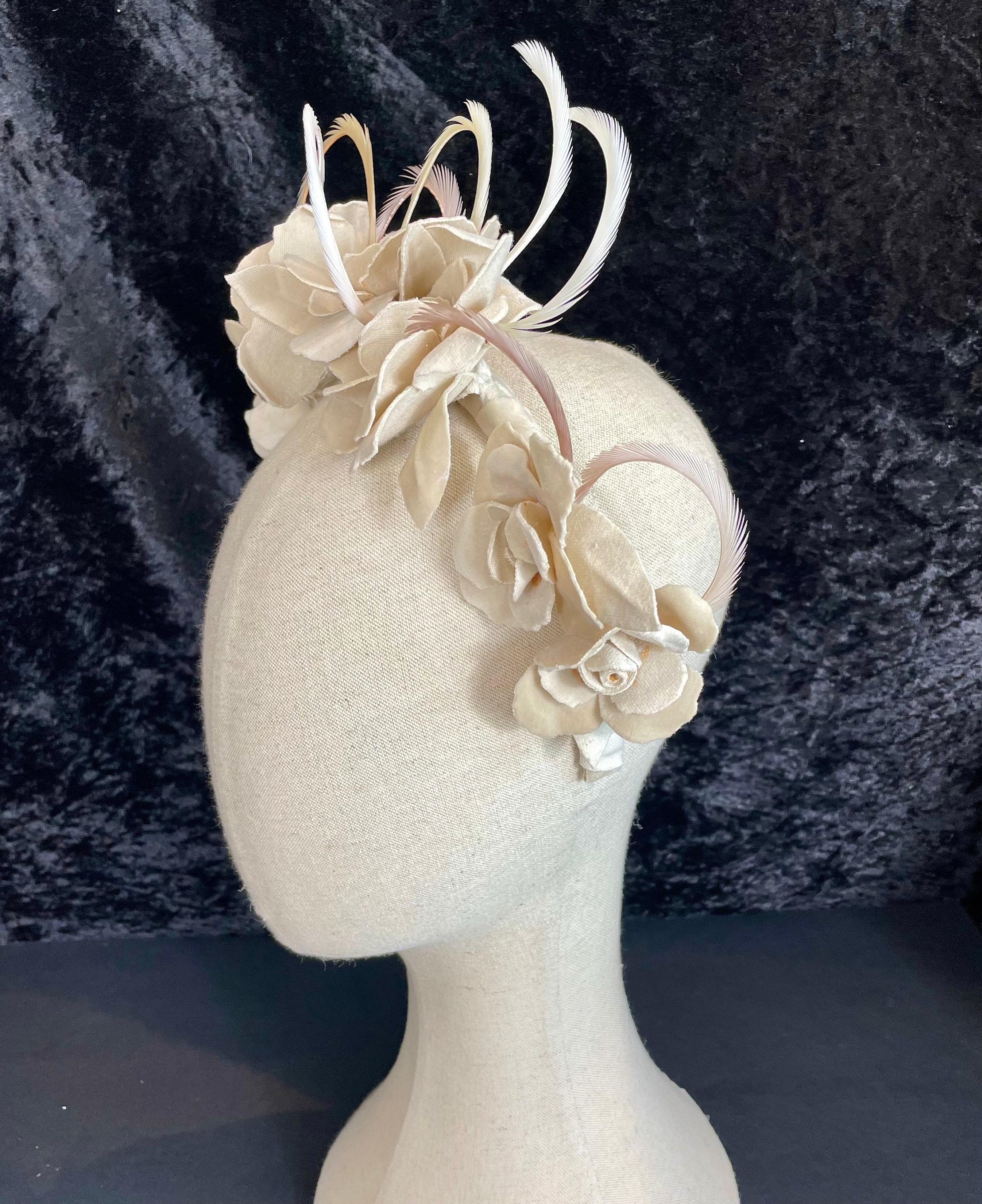Lorelai, Beautiful Cream Velvet Flower Hairband - Etsy