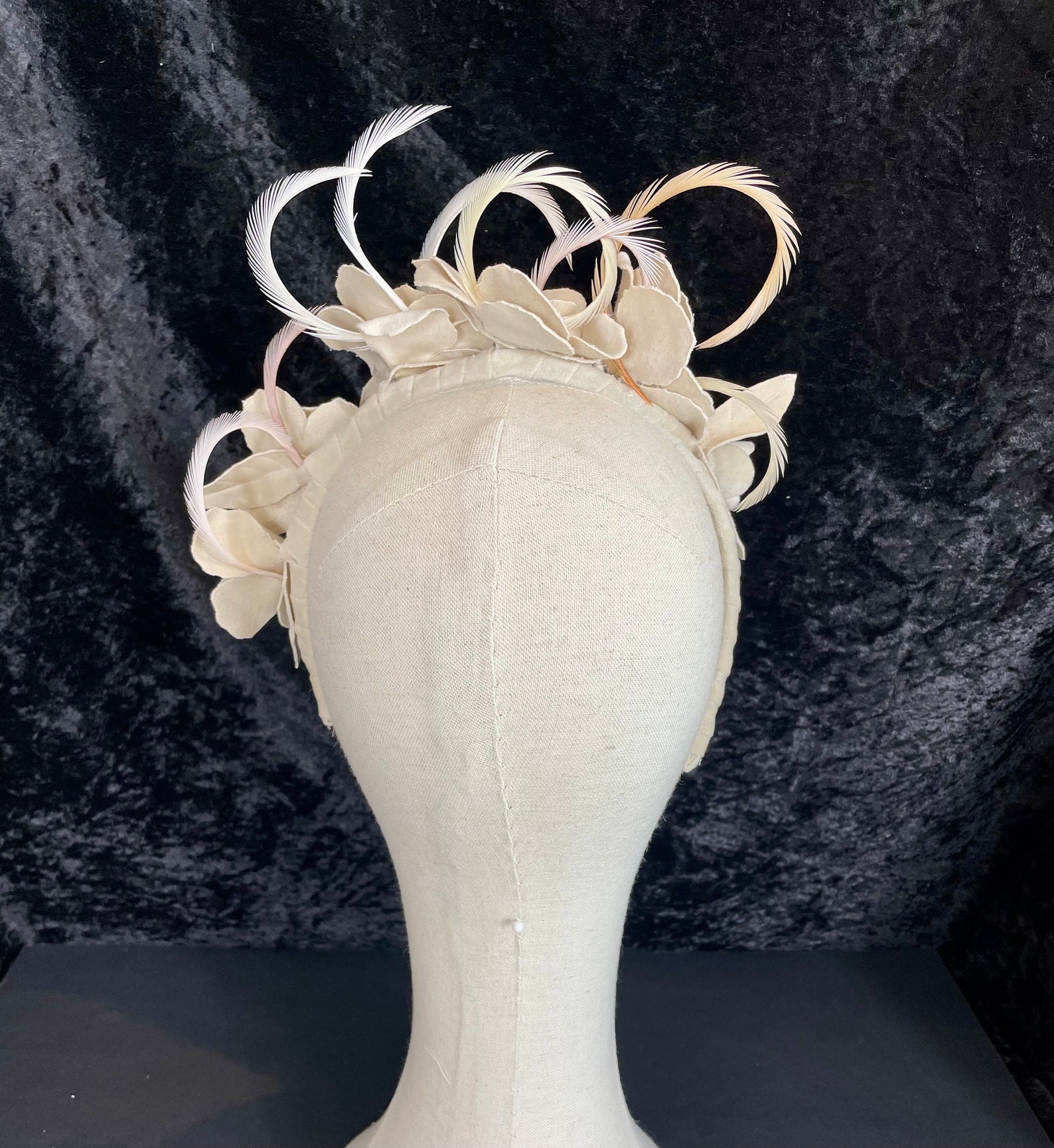 Lorelai, Beautiful Cream Velvet Flower Hairband - Etsy