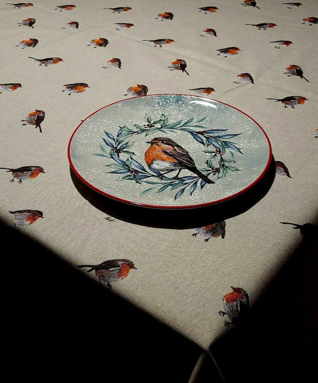 Christmas Robin Tablecloth Robin Table Cover Xmas Festive - Etsy