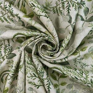 Floral Tablecloth , Leaves Tablecloth , Green Grey Linen Tablecloth ...