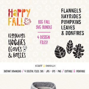 Fall SVG Bundle, Digital Download Files for Cricut and Silhouette for T ...