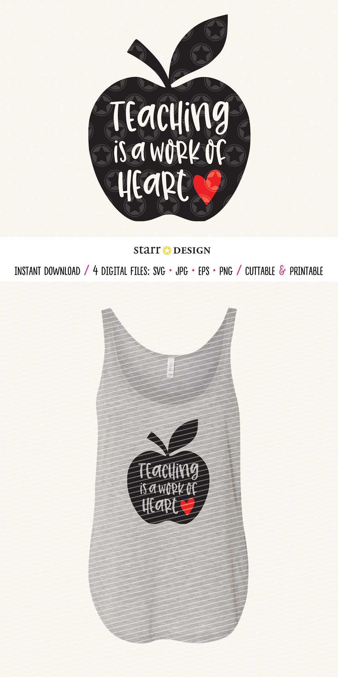 Teacher Svg, Teaching SVG, Teaching is a Work of Heart Svg, Cut File ...