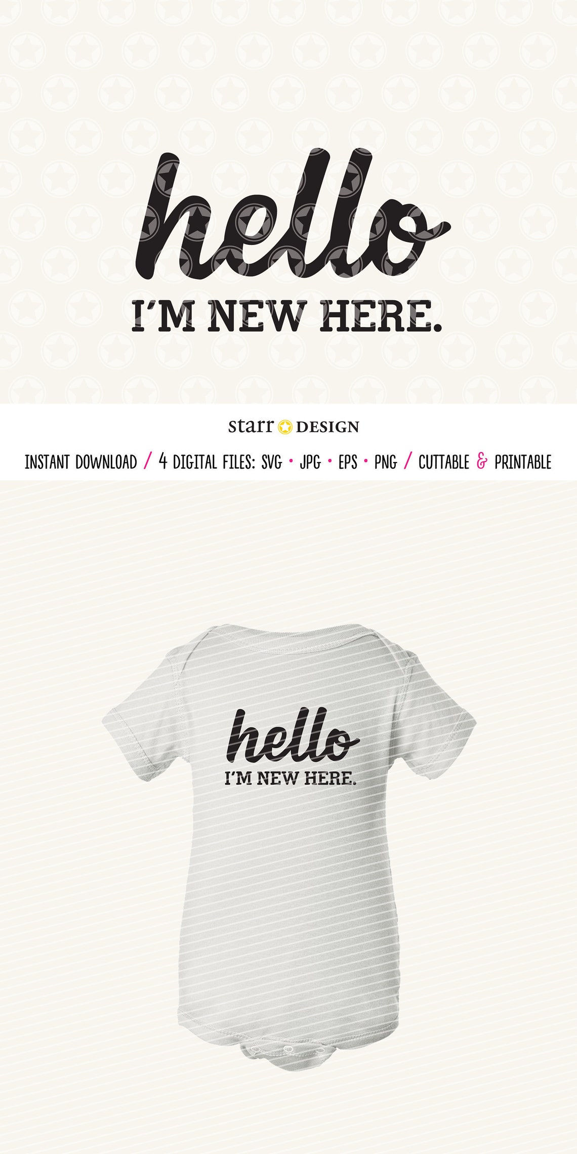Newborn Svg Baby Svg Hello I'm New Here Svg Hello File | Etsy