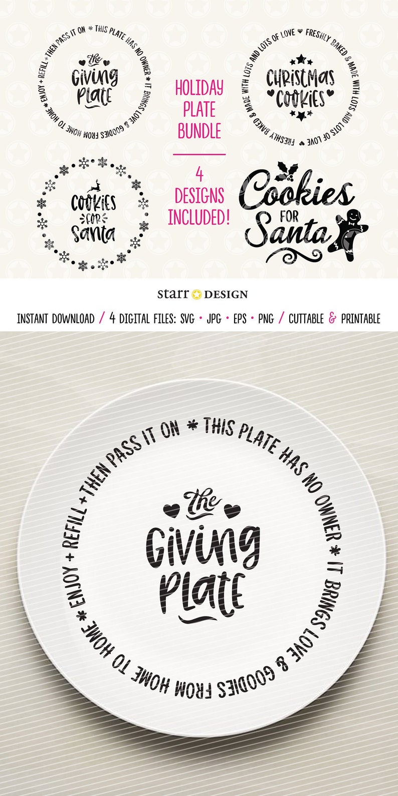 Christmas SVG, Cookie Plate Svg, Giving Plate, Christmas Cookie Plate ...