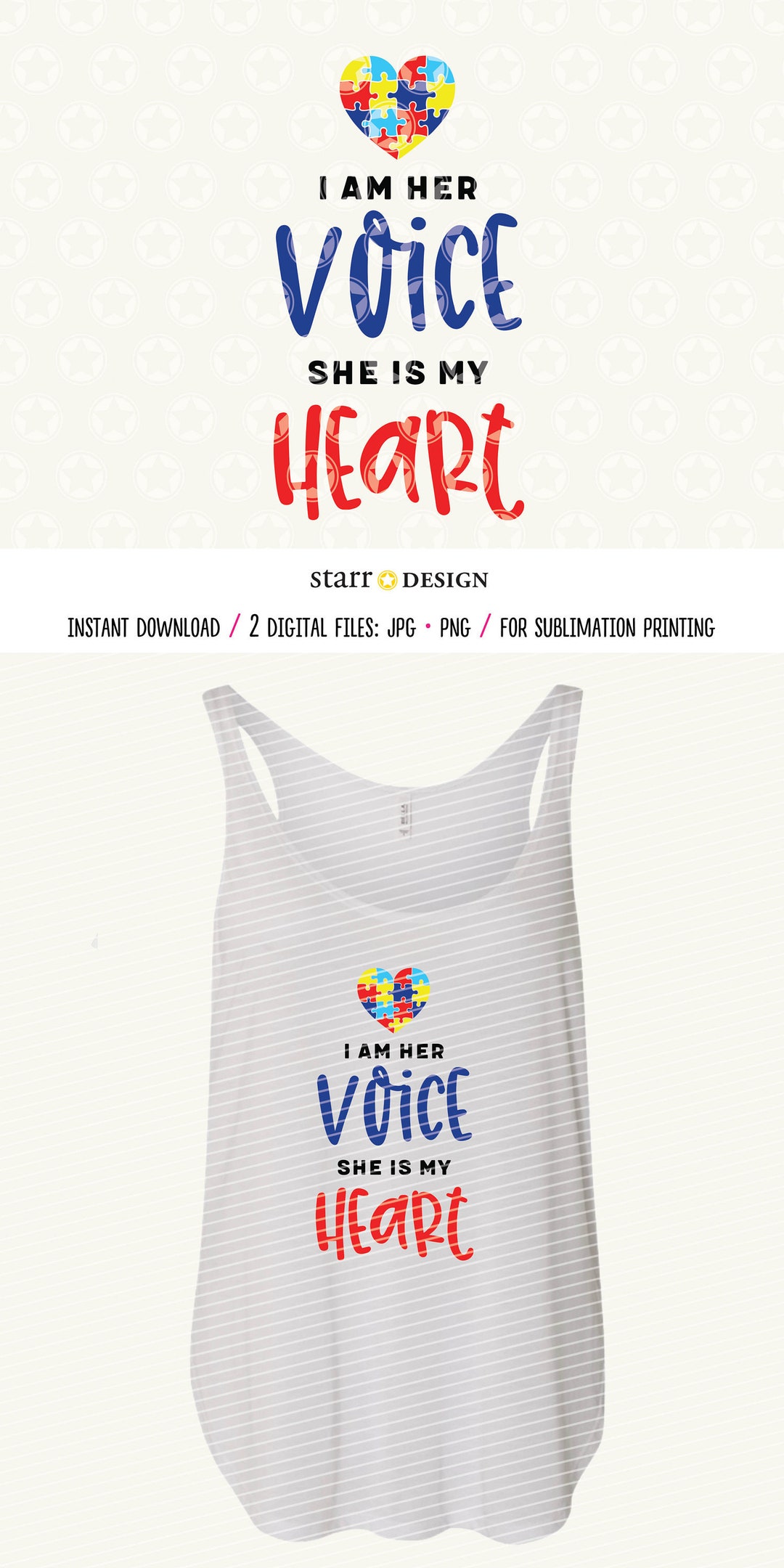 Autism PNG, I Am Her Voice She is My Heart, Graphic File for ...