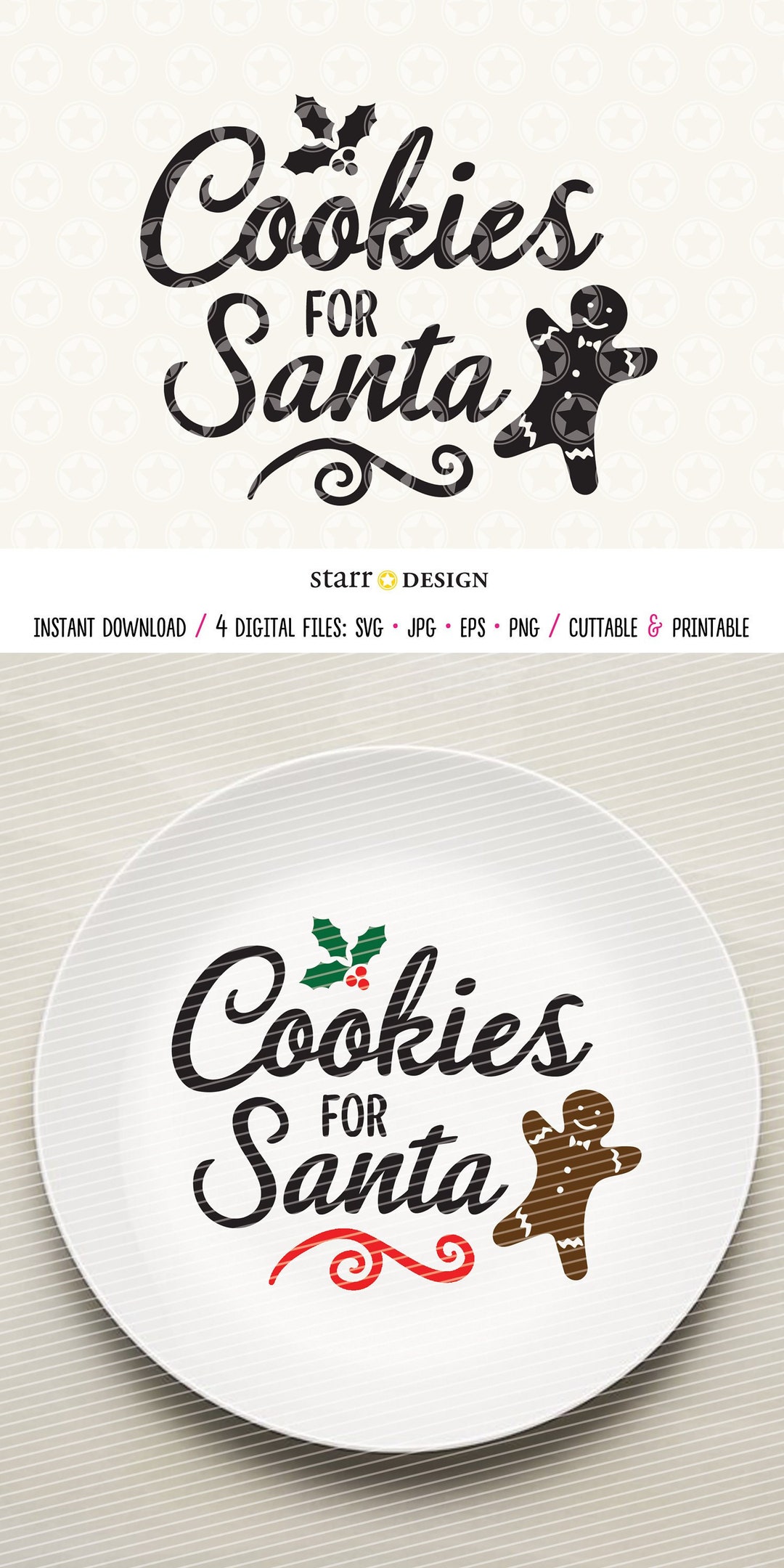 Cookies for Santa Svg, Christmas SVG, DIY Gift Giving, Cookie Plate ...
