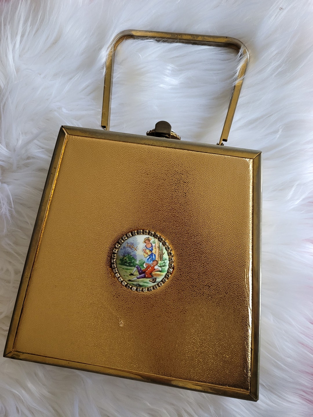 Vintage Gold Box Bag - Etsy