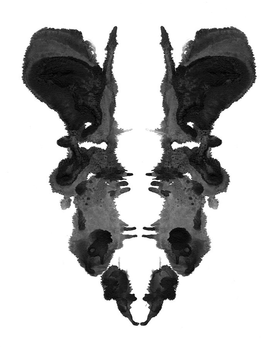 Contemporary Ink Blot Wall Art Print, Modern Art Painting Print, Black ...