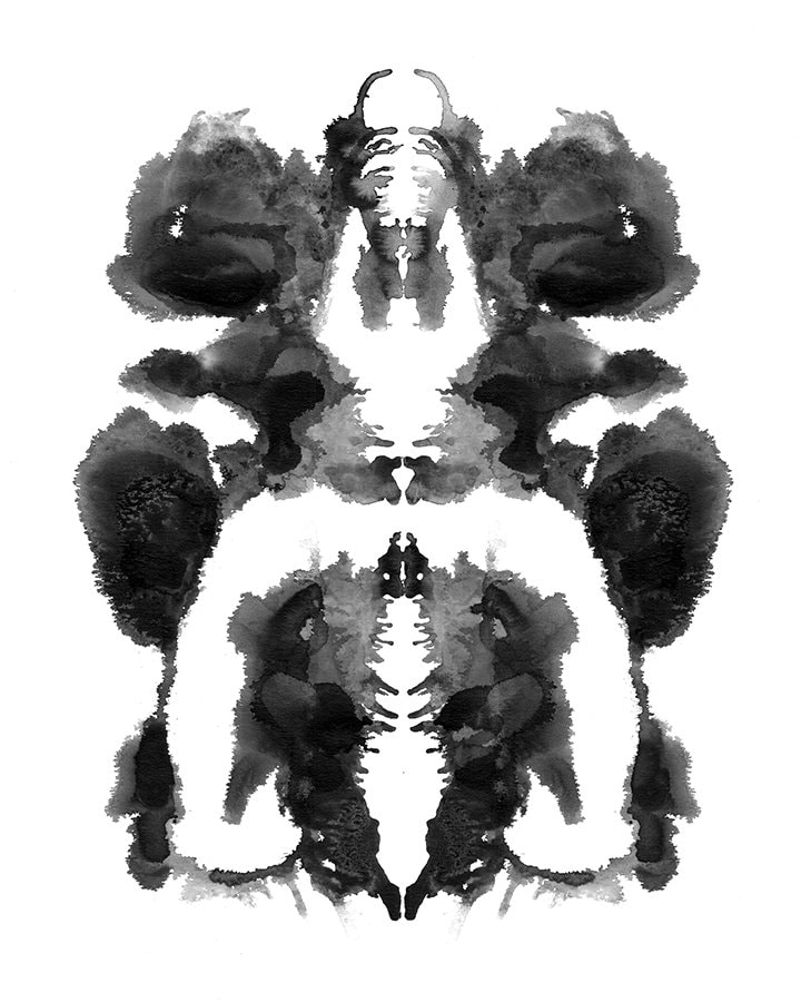 Contemporary Ink Blot Wall Art Print, Modern Art Painting Print, Black ...