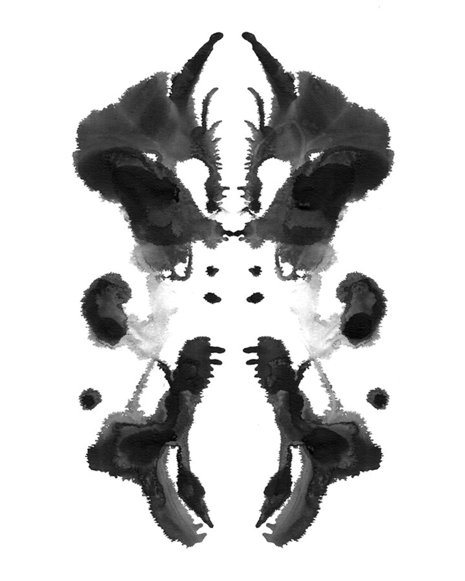 Contemporary Ink Blot Wall Art Print, Modern Art Painting Print, Black ...
