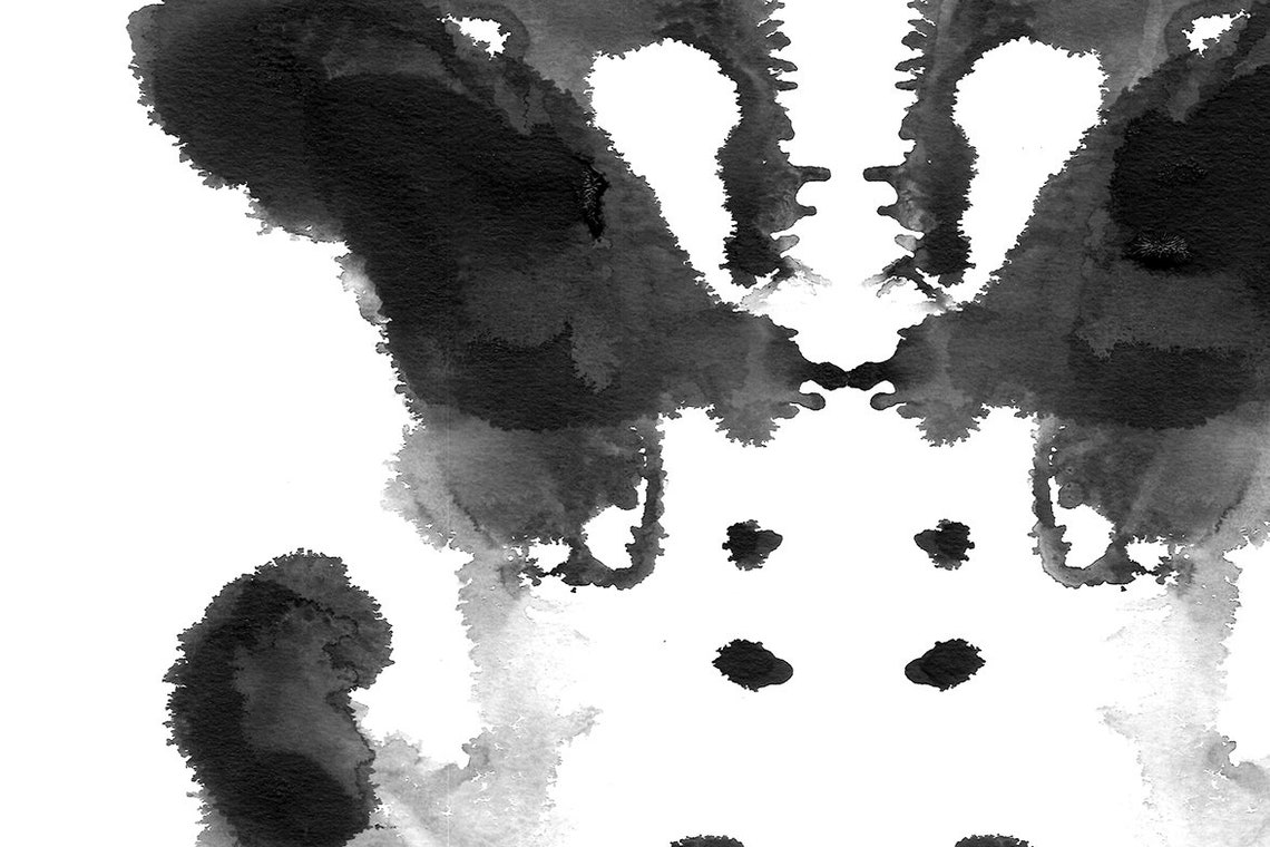 Contemporary Ink Blot Wall Art Print, Modern Art Painting Print, Black ...