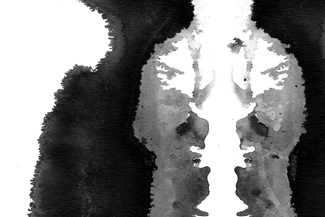 Contemporary Ink Blot Wall Art Print, Modern Art Painting Print, Black ...