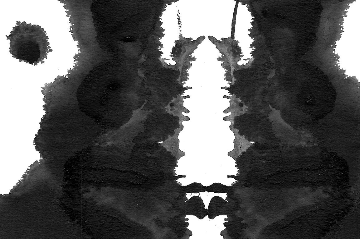 Contemporary Ink Blot Wall Art Print, Modern Art Painting Print, Black ...