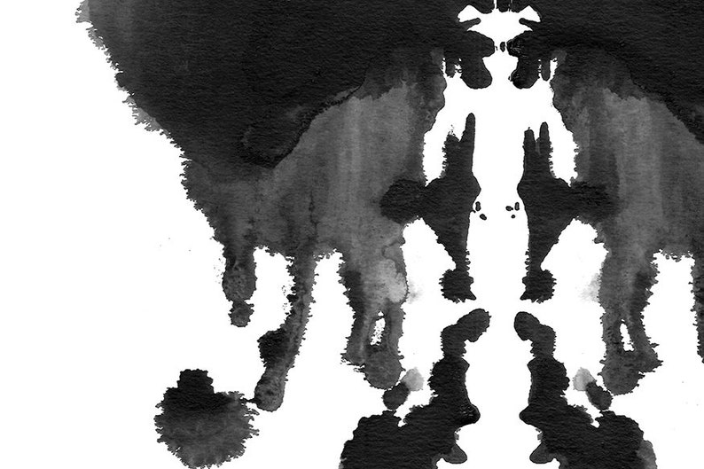 Contemporary Ink Blot Wall Art Print, Modern Art Painting Print, Black ...