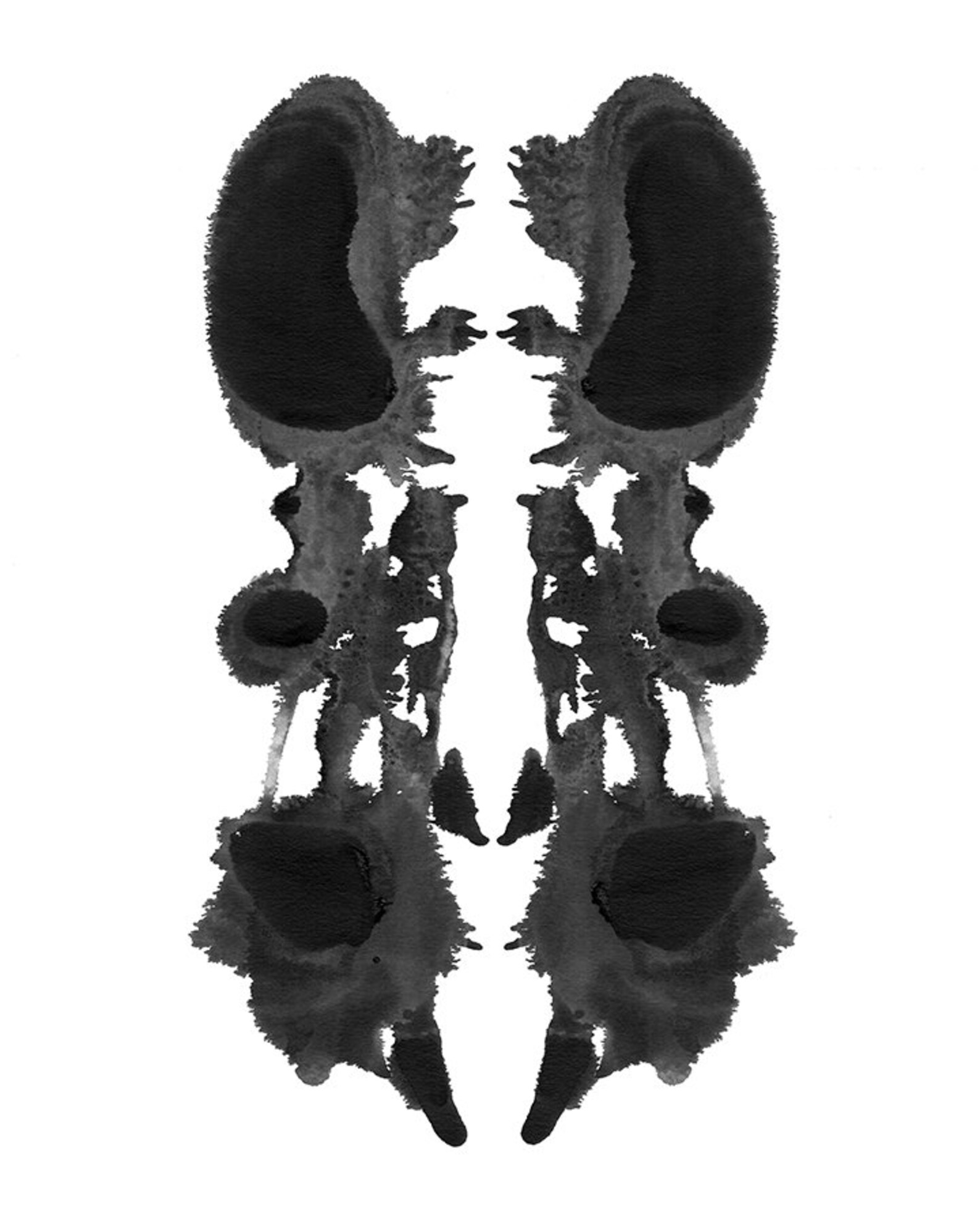 Contemporary Ink Blot Wall Art Print, Modern Art Painting Print, Black ...