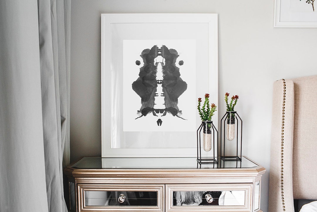 Contemporary Ink Blot Wall Art Print, Modern Art Painting Print, Black ...