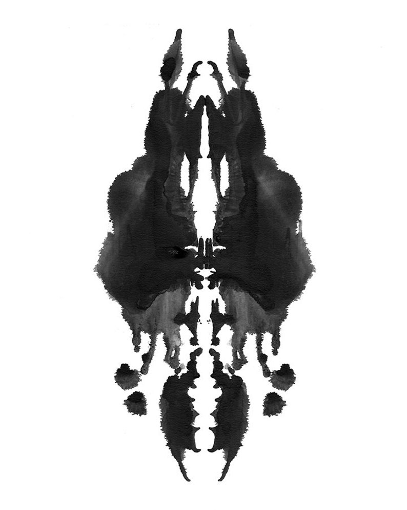 Contemporary Ink Blot Wall Art Print, Modern Art Painting Print, Black ...