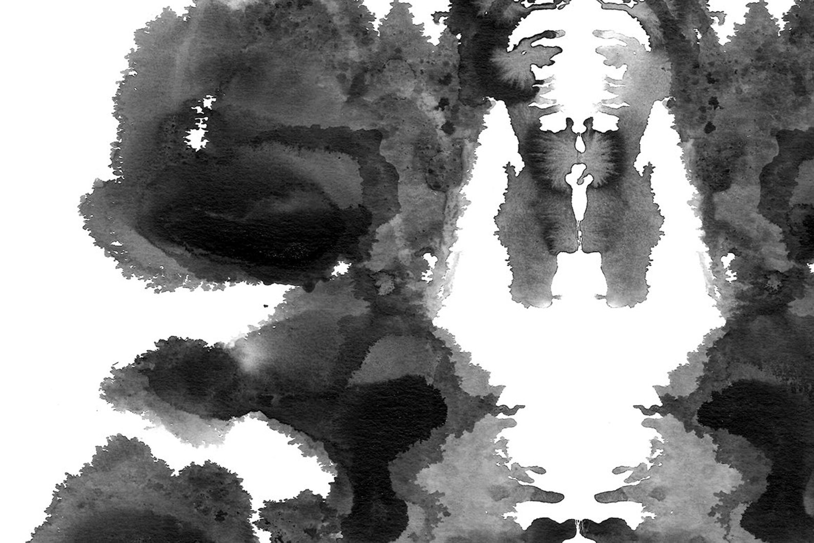 Contemporary Ink Blot Wall Art Print, Modern Art Painting Print, Black ...