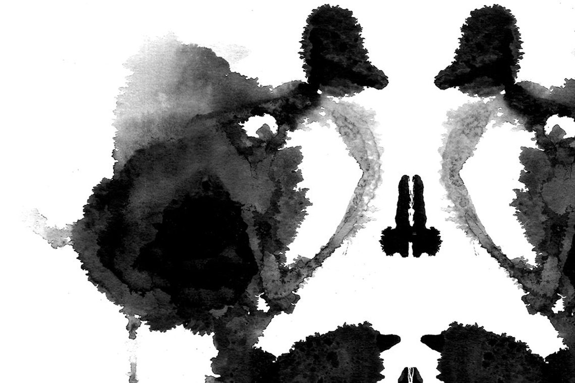 Contemporary Ink Blot Wall Art Print, Modern Art Painting Print, Black ...