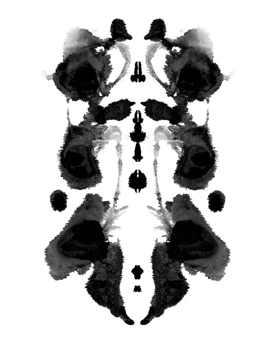 Contemporary Ink Blot Wall Art Print, Modern Art Painting Print, Black ...